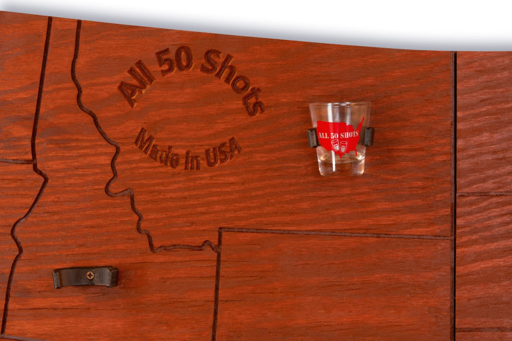 US Map Shot Glass Wall Display – All 50 Shots