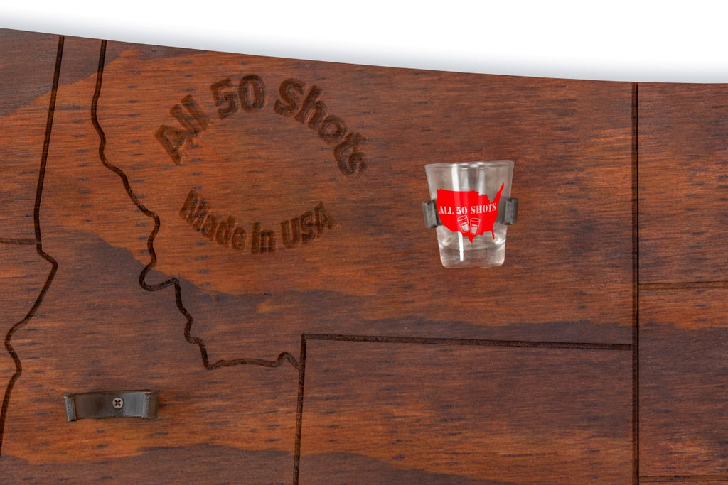 US Map Shot Glass Wall Display – All 50 Shots
